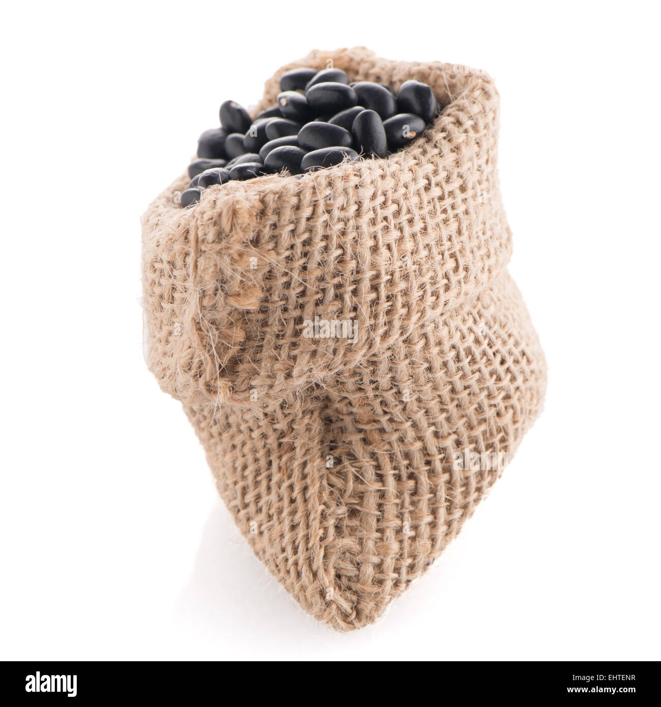 Black beans bag isolated on white background Stock Photo - Alamy