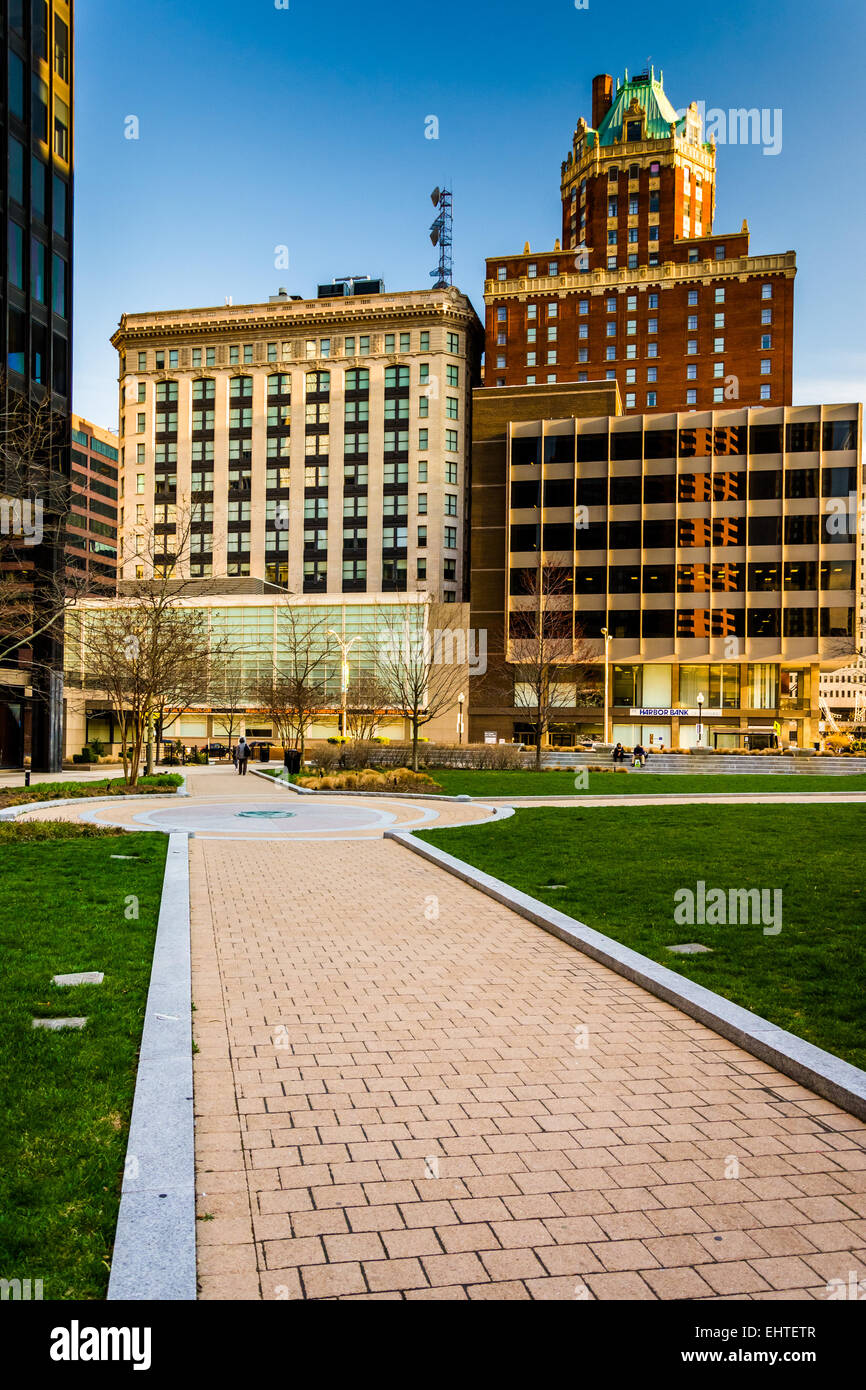 Brick pathway and buildings in downtown Baltimore, Maryland Stock Photo ...