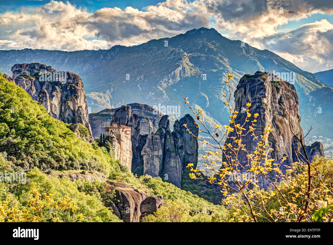 The Roussanou Monastery in the Meteora Monastery complex in Greece is ...