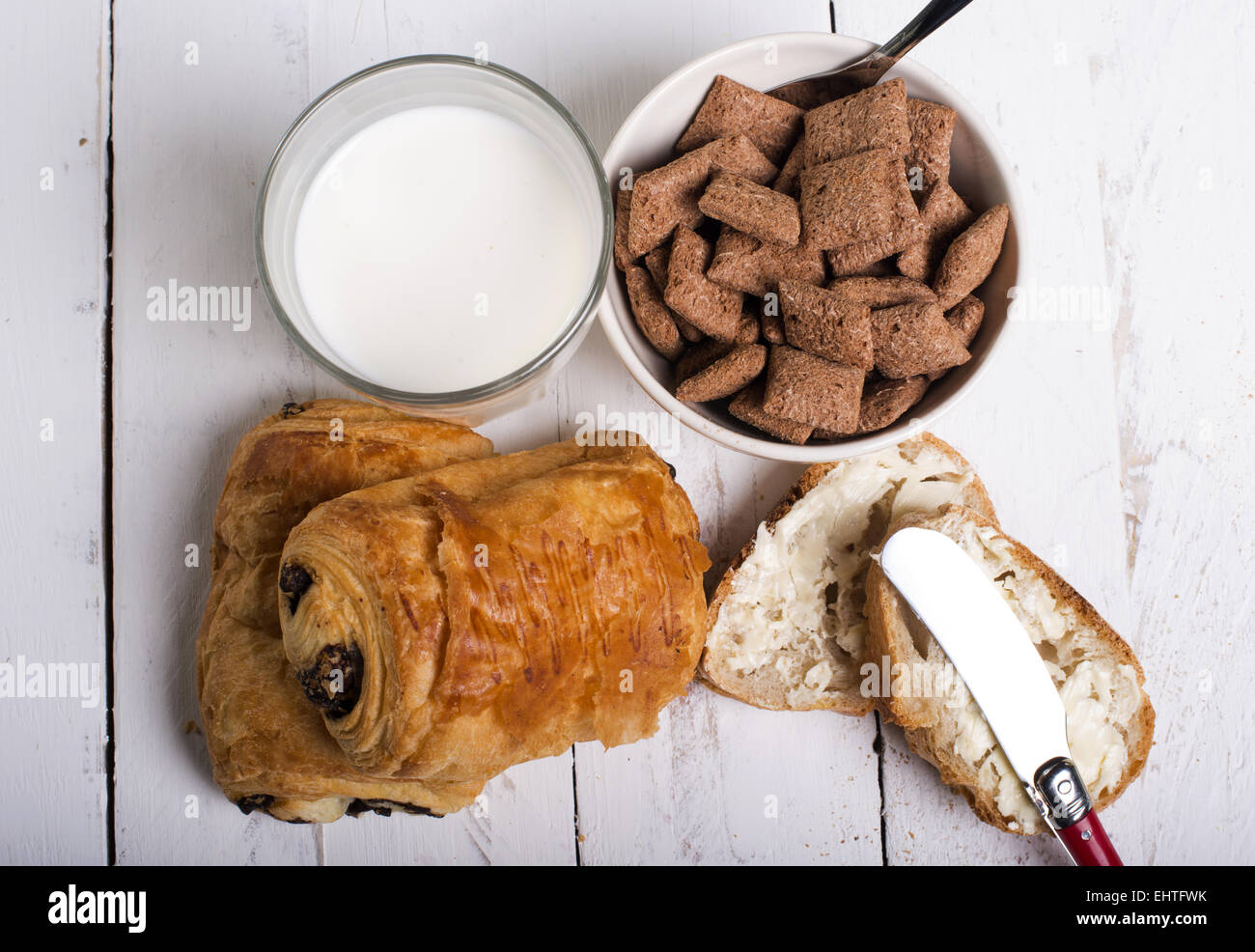 Full breakfast on white background Stock Photo - Alamy