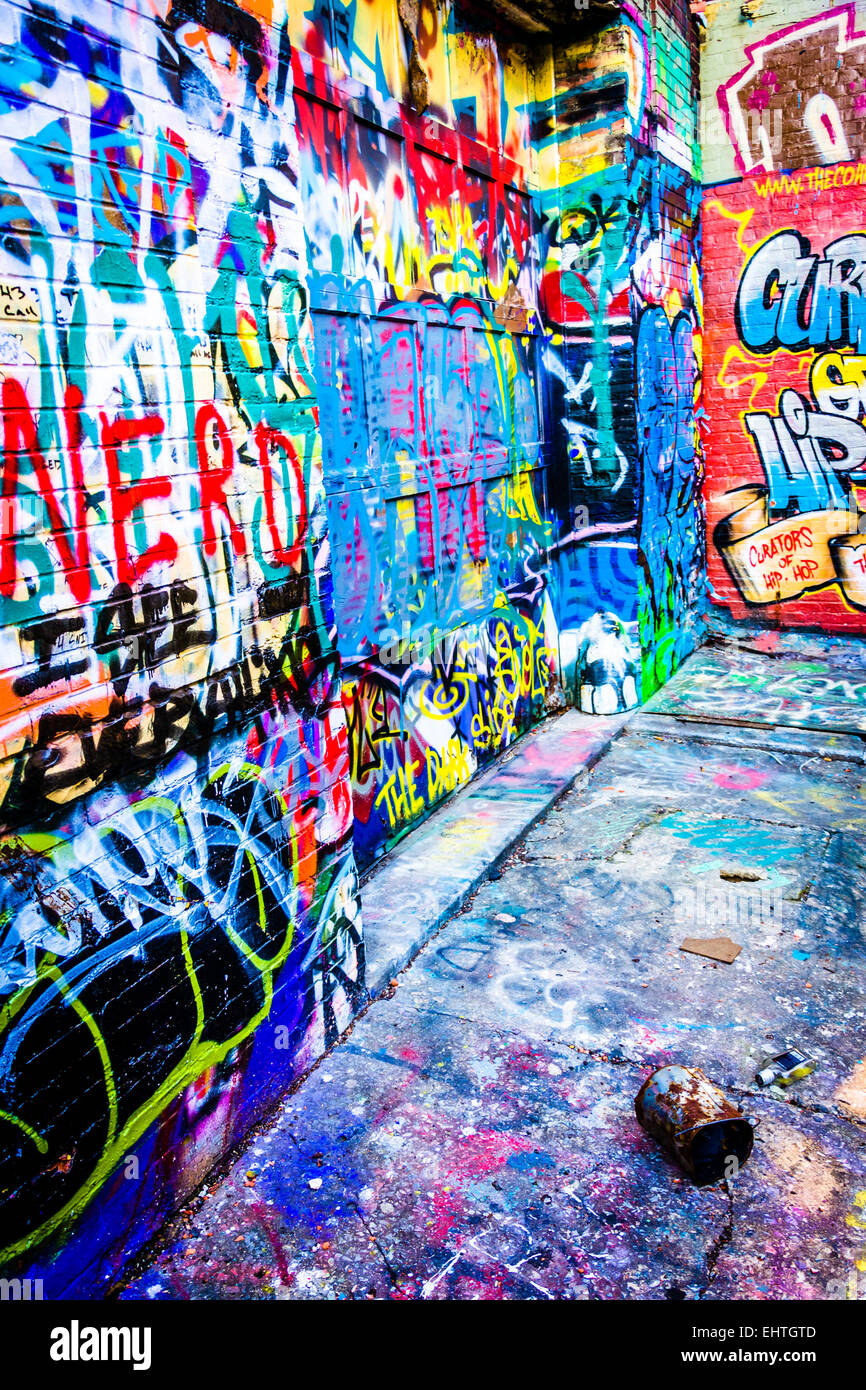 Colorful designs in Graffiti Alley, Baltimore, Maryland Stock Photo - Alamy