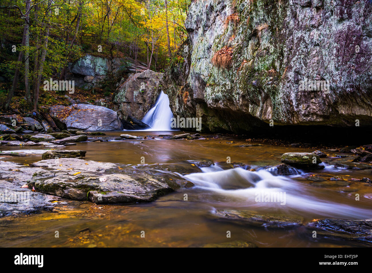 Early autumn color at Kilgore Falls, at Rocks State Park, Maryland ...