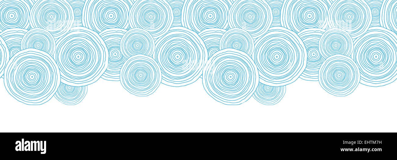 Doodle circle water texture horizontal border seamless pattern ...