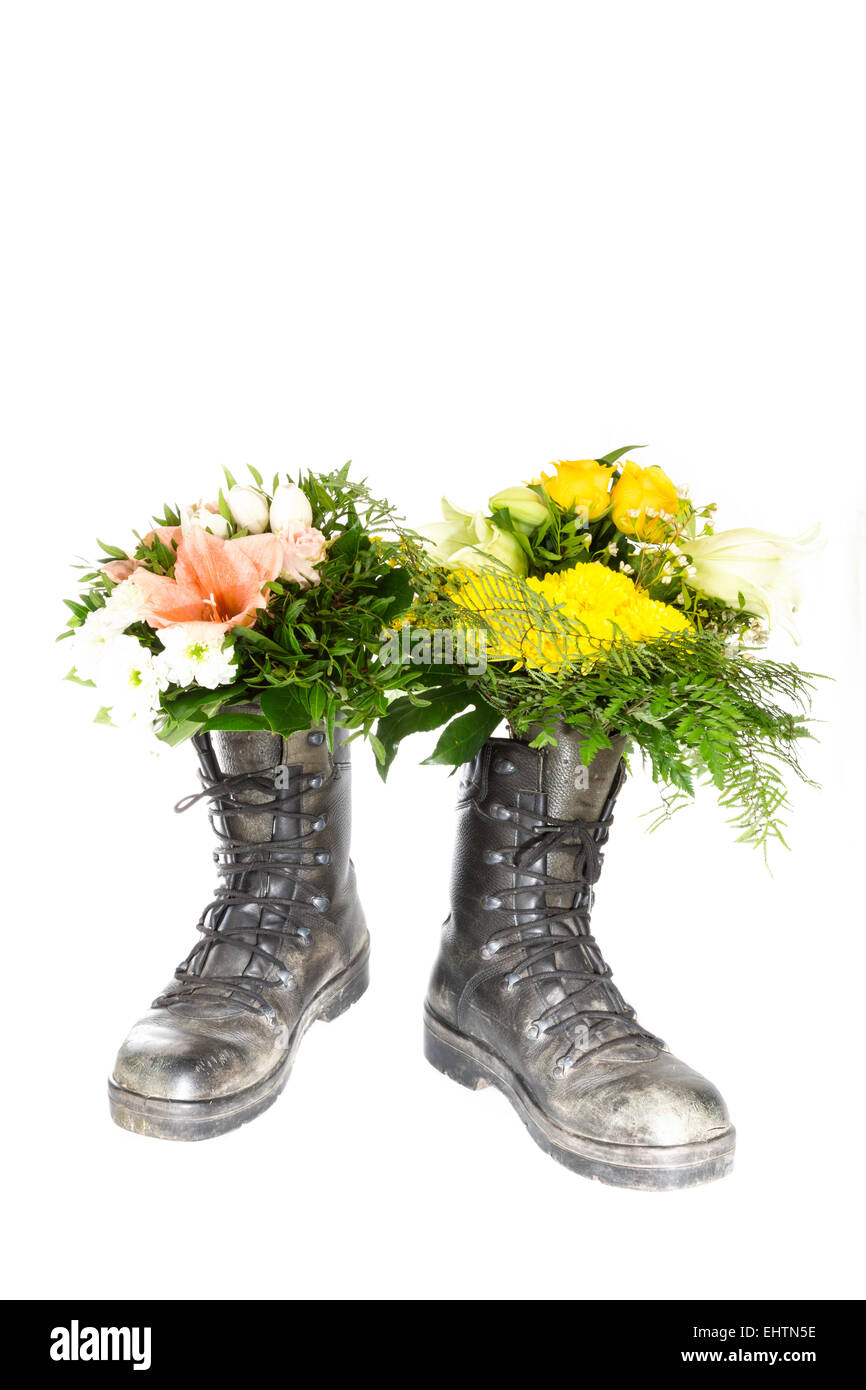 Boot with flowers 4 Stock Photo - Alamy