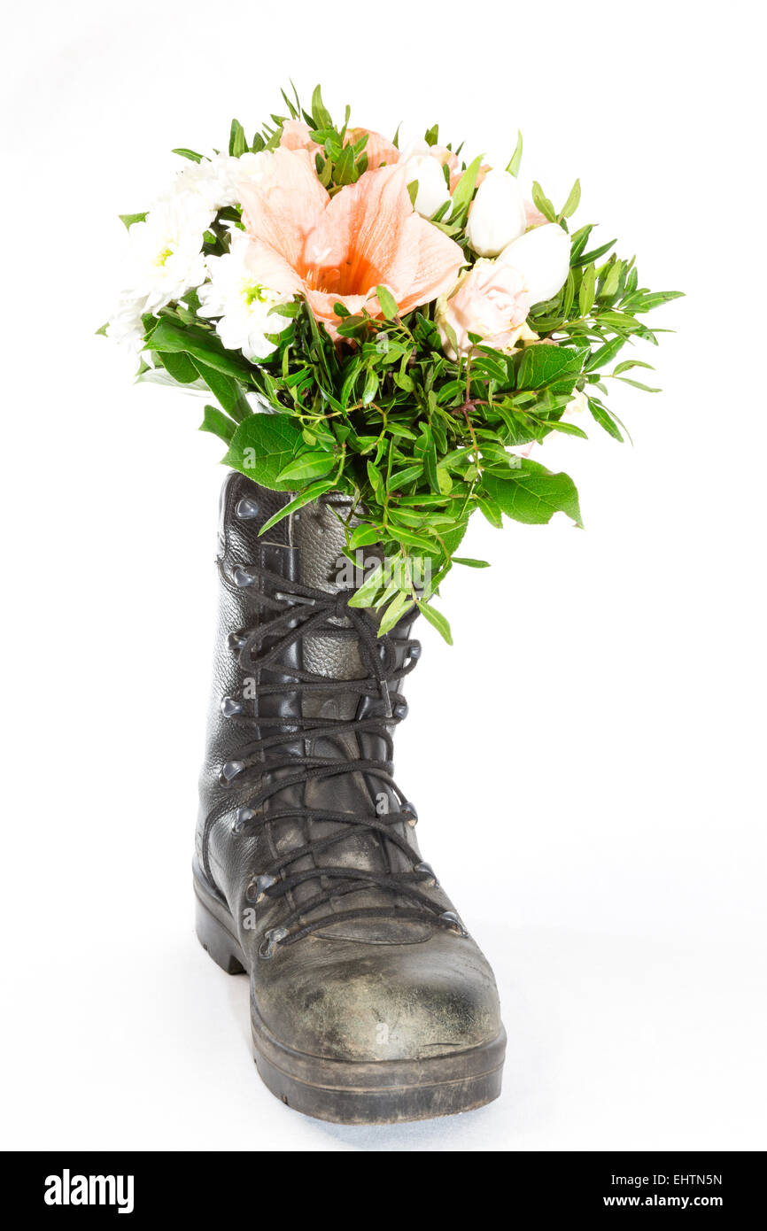 Boot with flowers Stock Photo - Alamy
