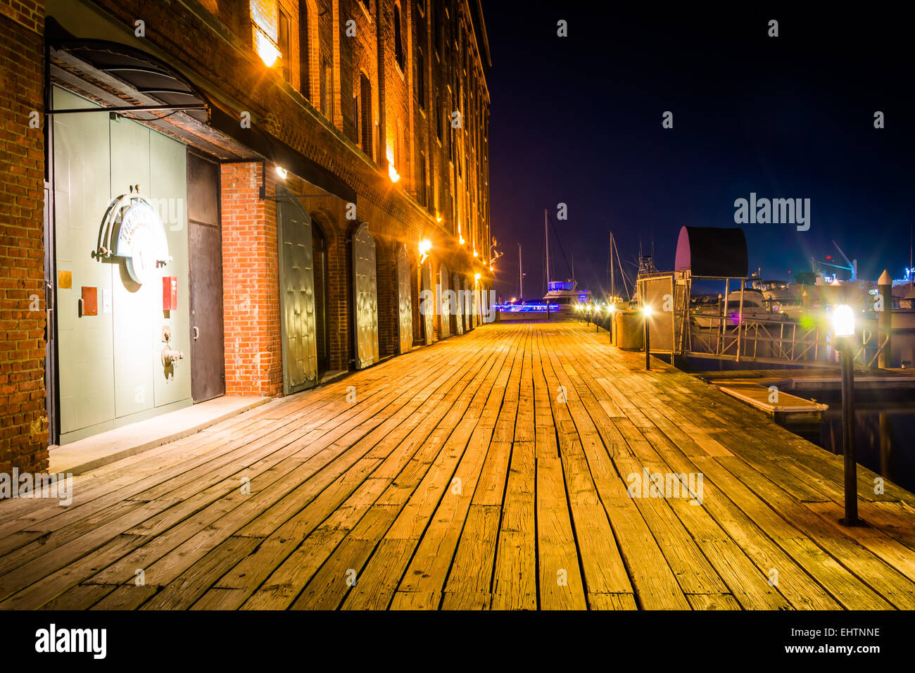 Henderson's Wharf at night, on the waterfront in Fells Point, Baltimore ...