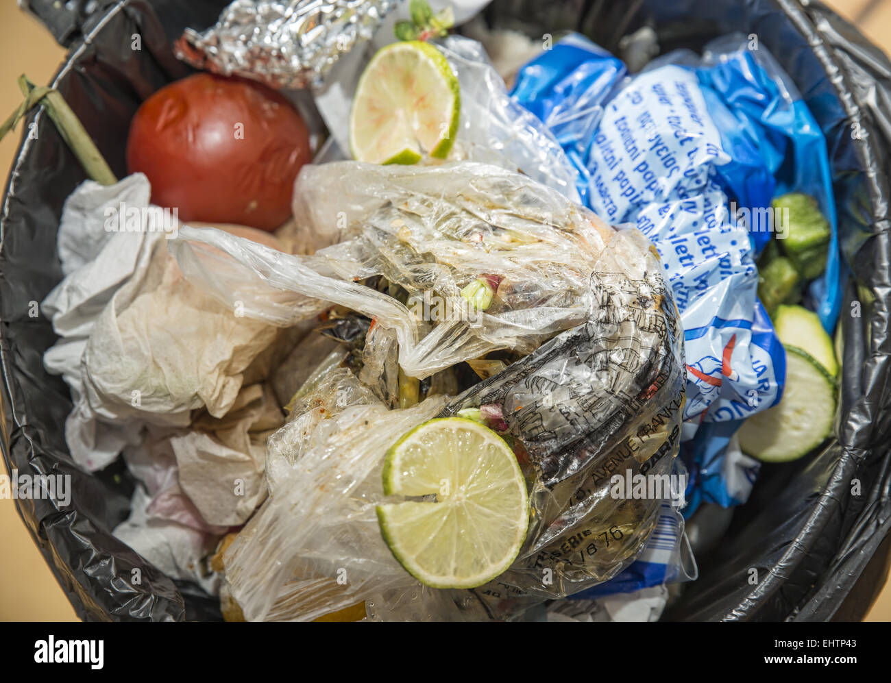 close up on the inside of a kitchen trash Stock Photo - Alamy