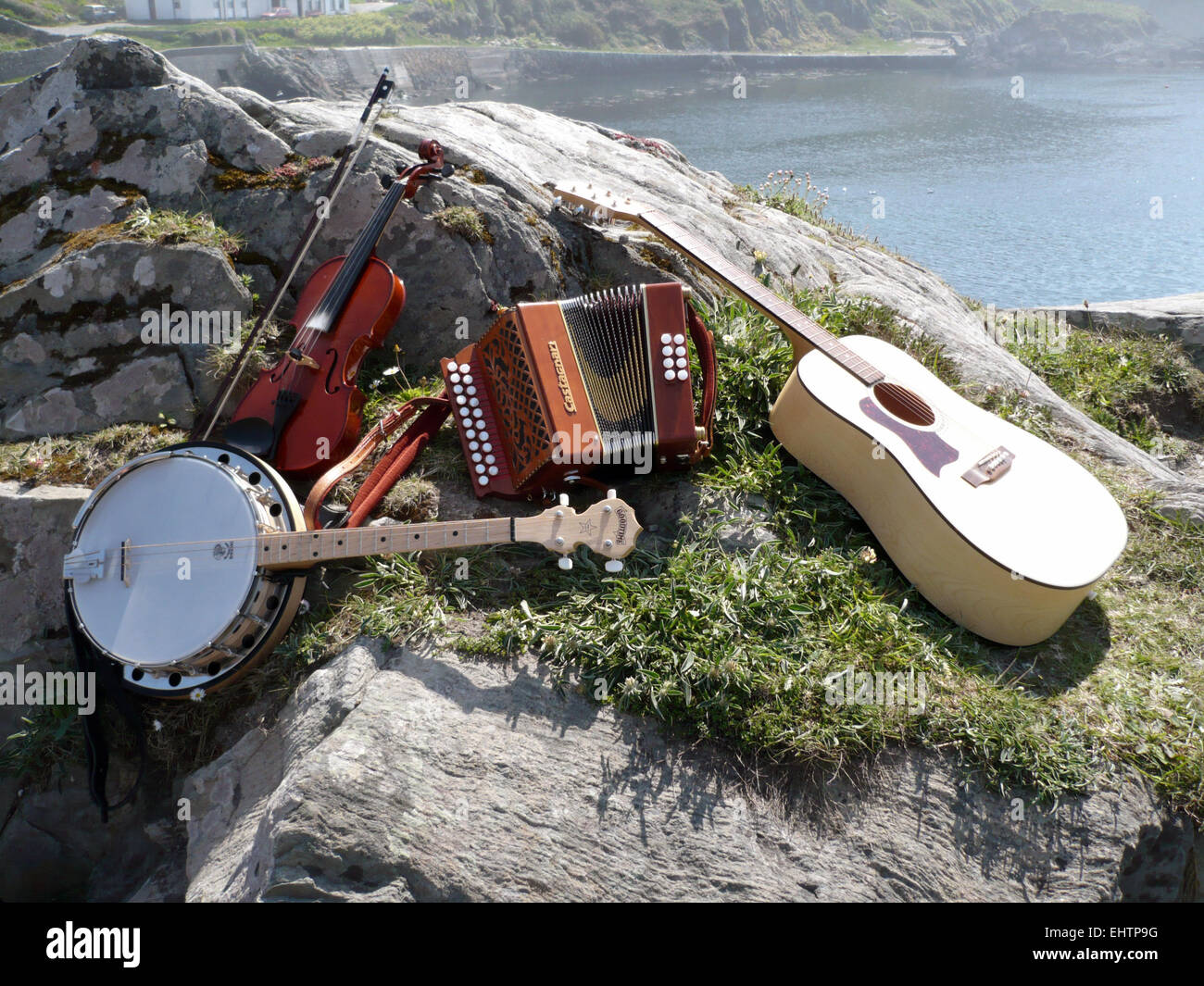 traditional instruments on cape clear west cork ireland Stock Photo - Alamy