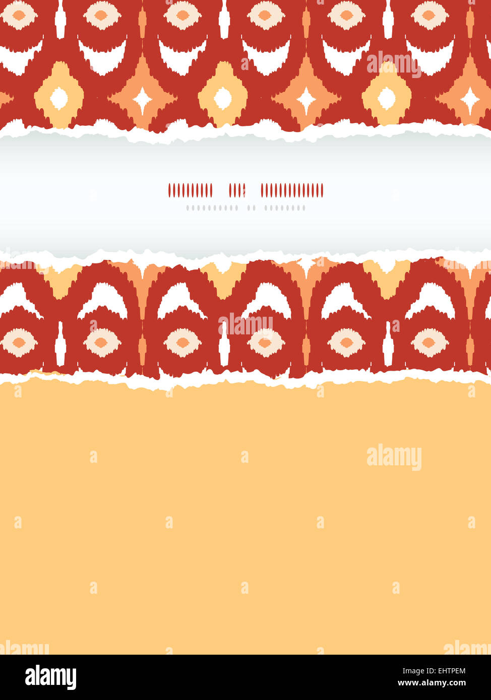 Red and gold ikat geometric frame vertical torn frame seamless pattern background Stock Photo ...