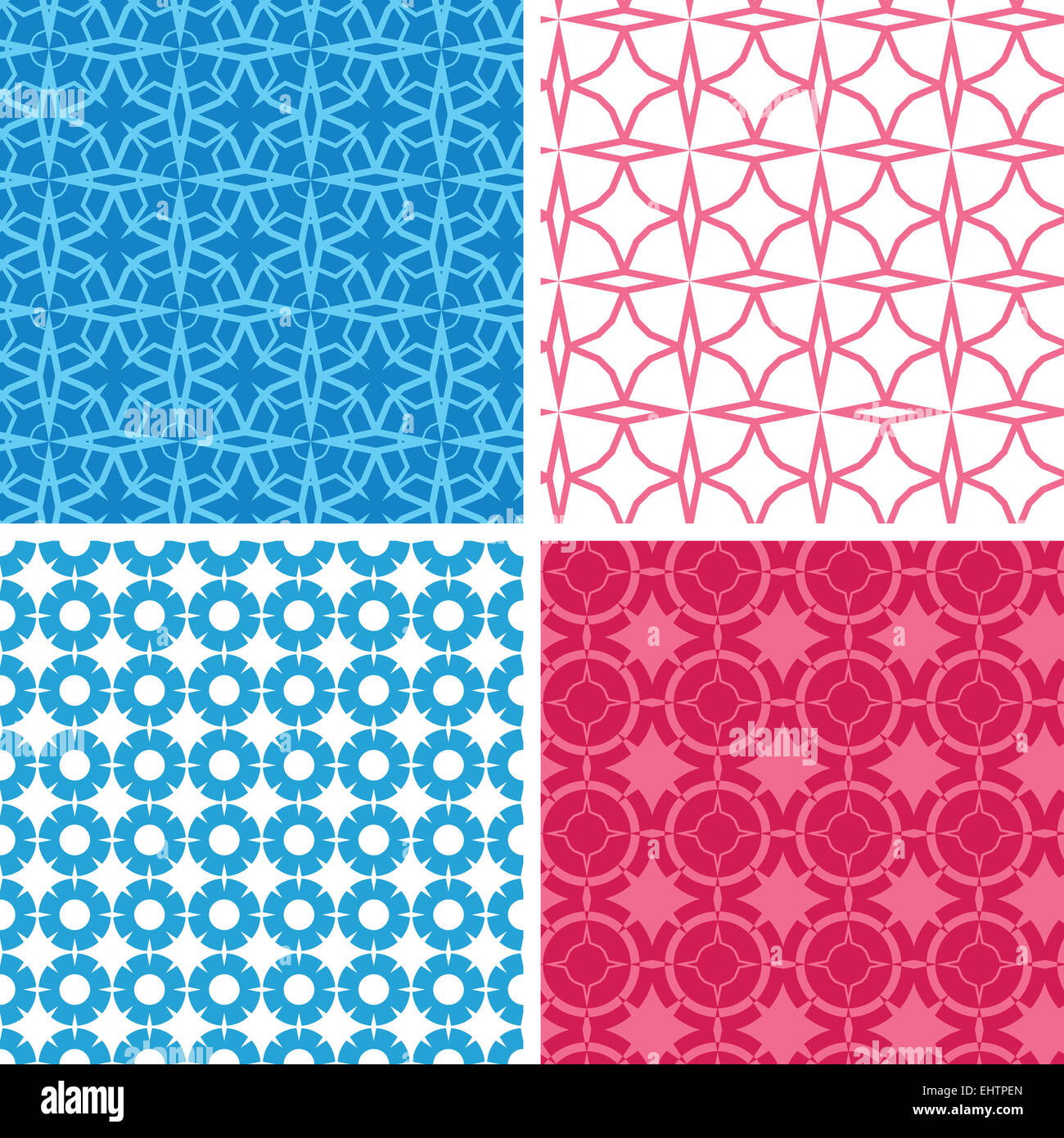 Four blue and red abstract geometric patterns and backgrounds Stock ...