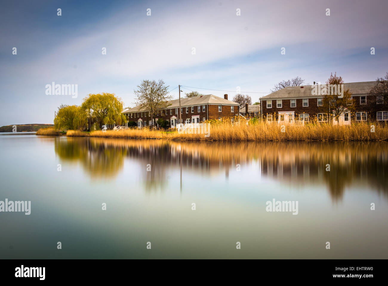 Long exposure of waterfront homes from Turner's Station Park, in ...