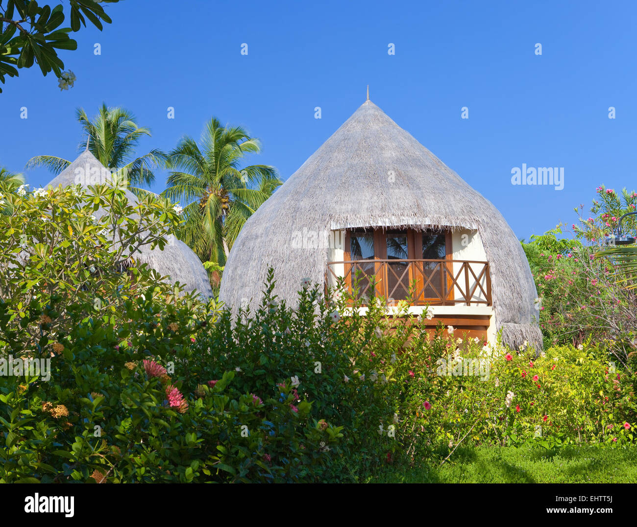 Traditional tropical hut in a garden Stock Photo - Alamy