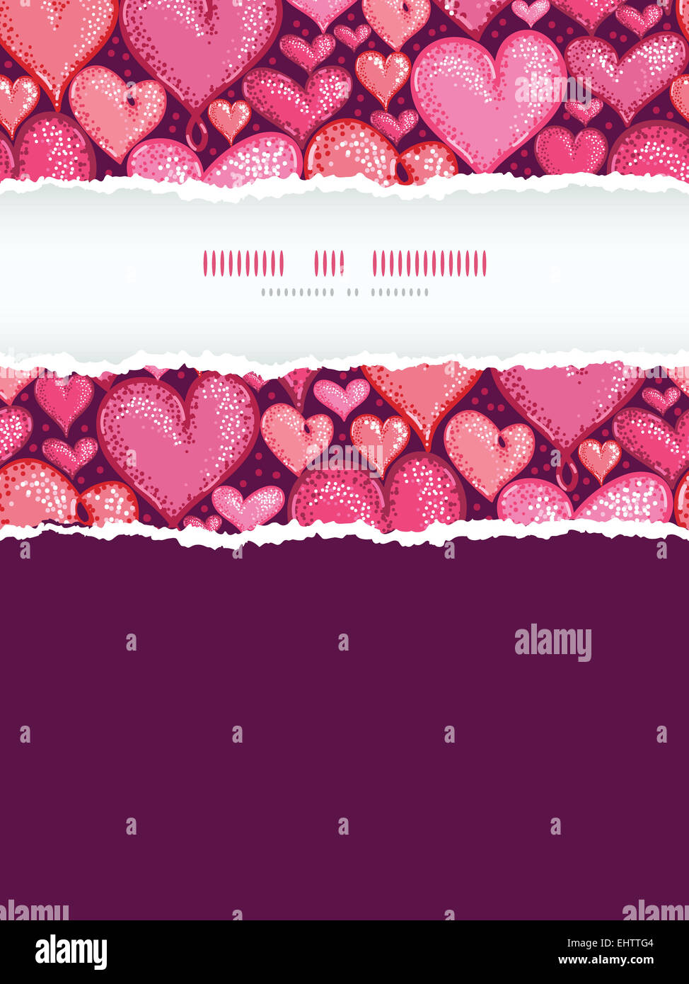 Red Valentine's Day Hearts Vertical Torn Frame Seamless Pattern Background Stock Photo - Alamy