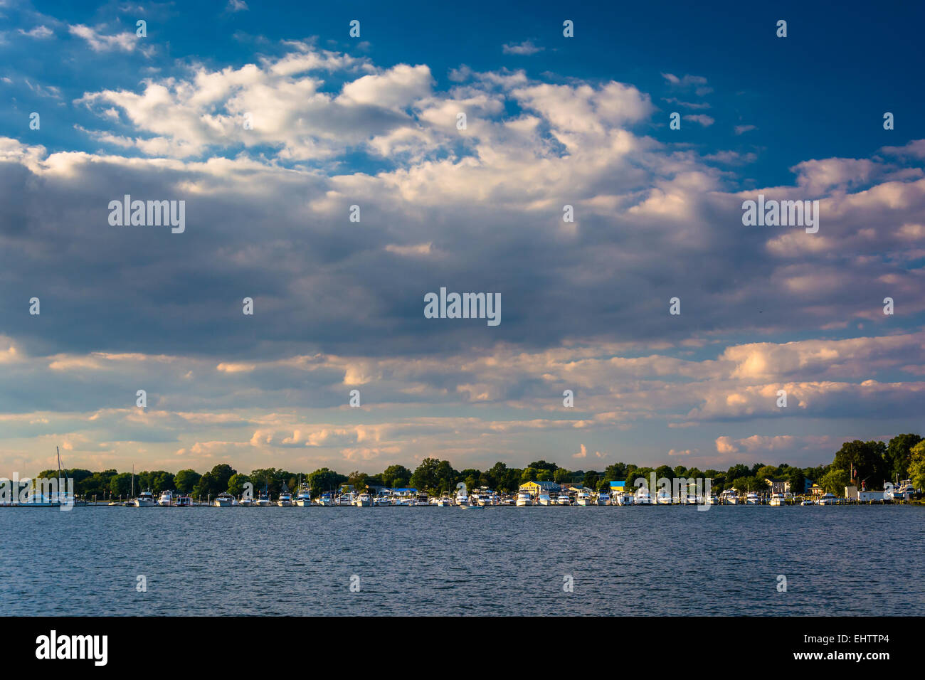 Marina in the Back River seen from Cox Point Park, in Essex, Maryland ...