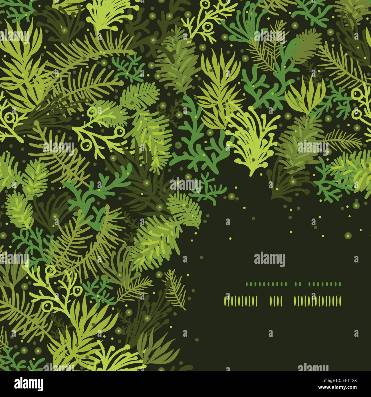 Evergreen christmas tree corner frame pattern background Stock Photo ...