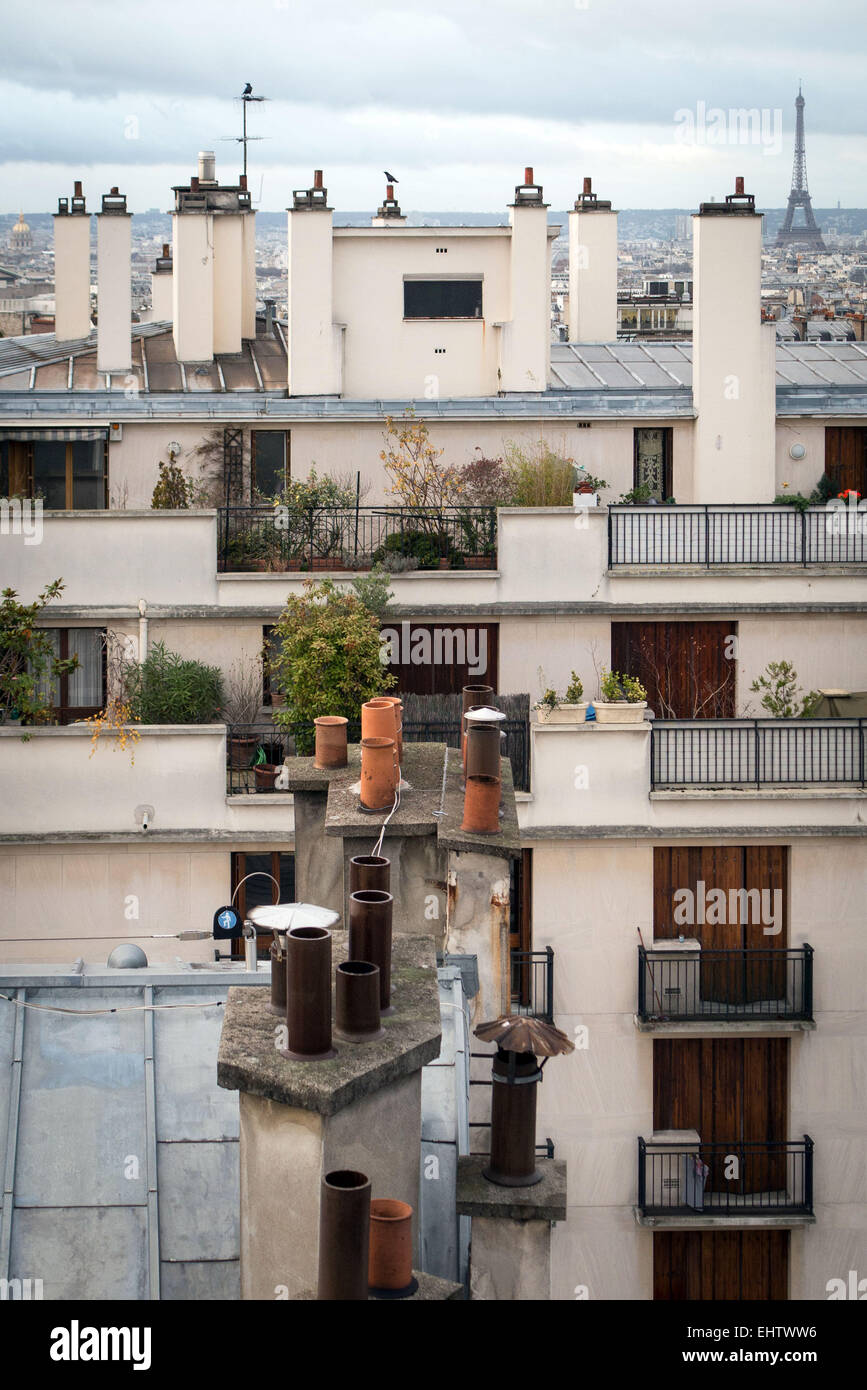 CHIMNEYS AND ROOFS OF PARIS Stock Photo - Alamy