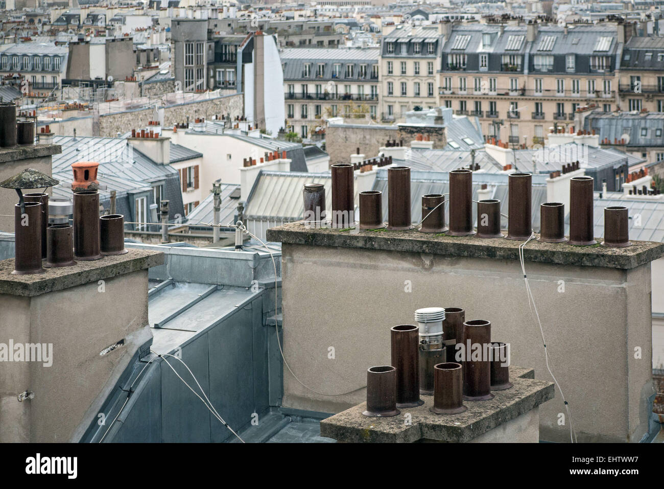 CHIMNEYS AND ROOFS OF PARIS Stock Photo - Alamy
