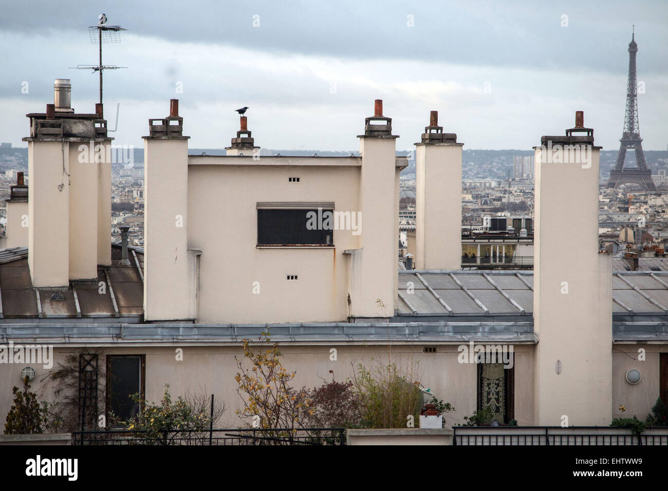 CHIMNEYS AND ROOFS OF PARIS Stock Photo - Alamy
