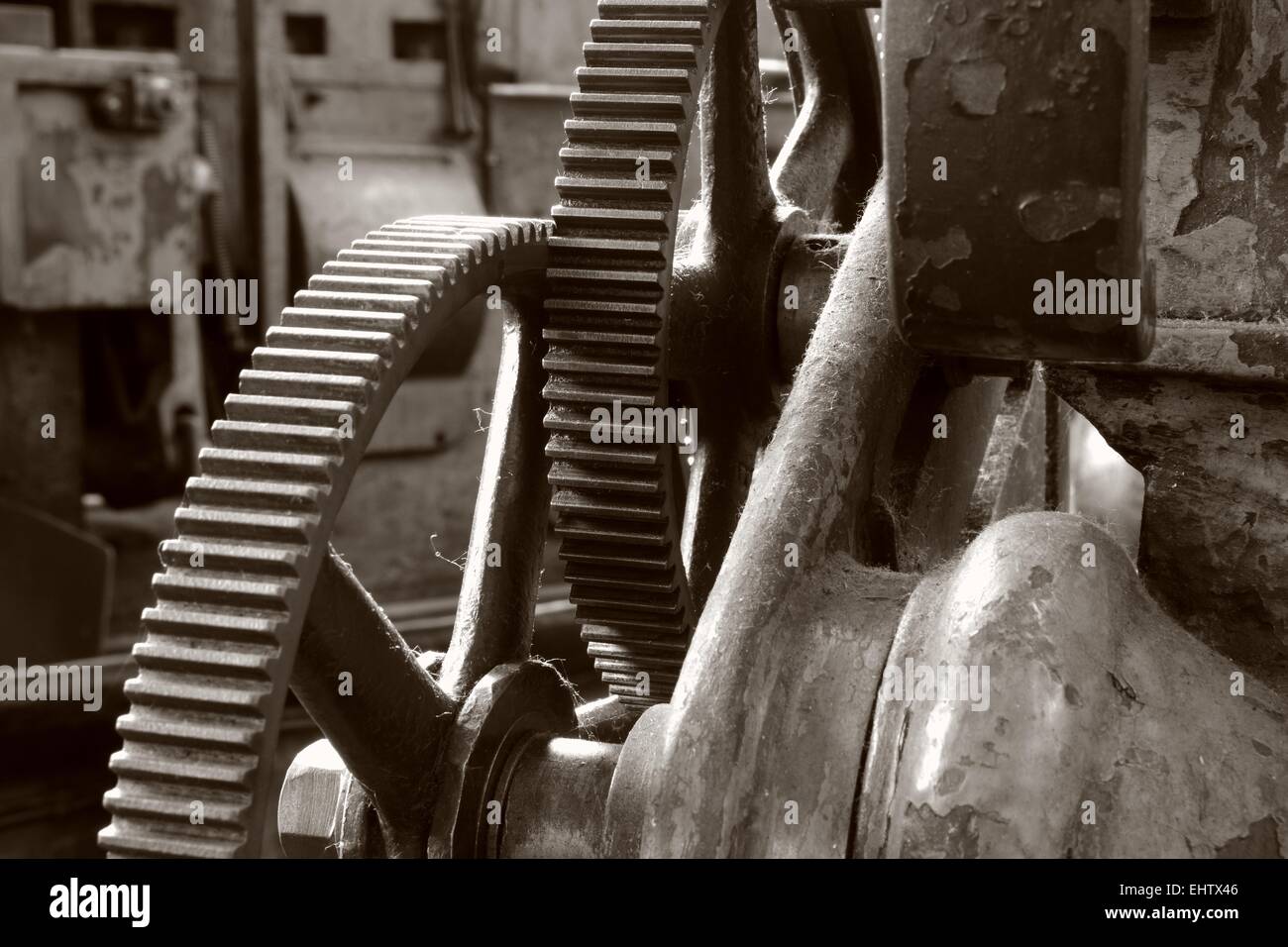Gears of an old machine Stock Photo - Alamy