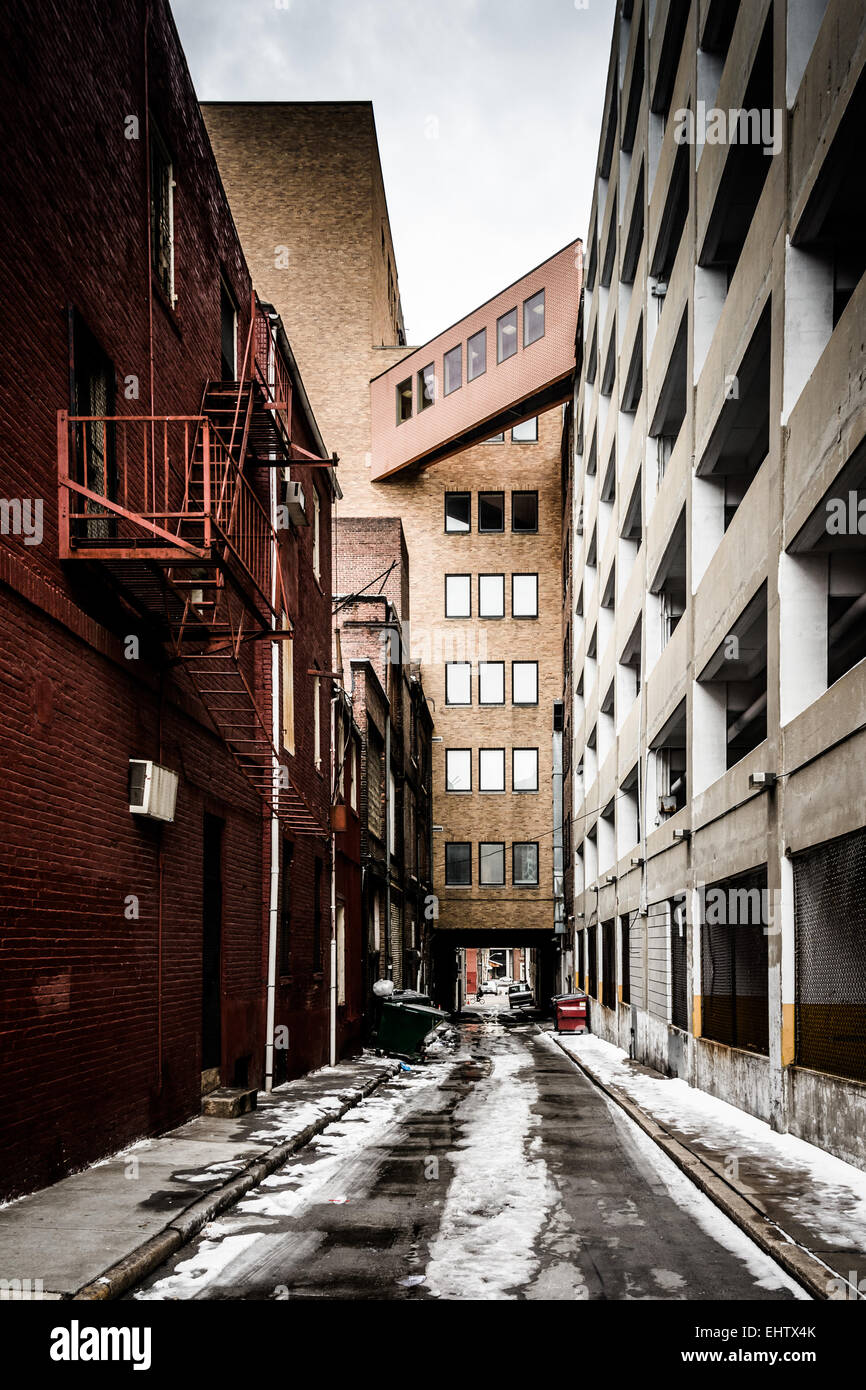 Narrow alley and parking garage in Baltimore, Maryland Stock Photo - Alamy