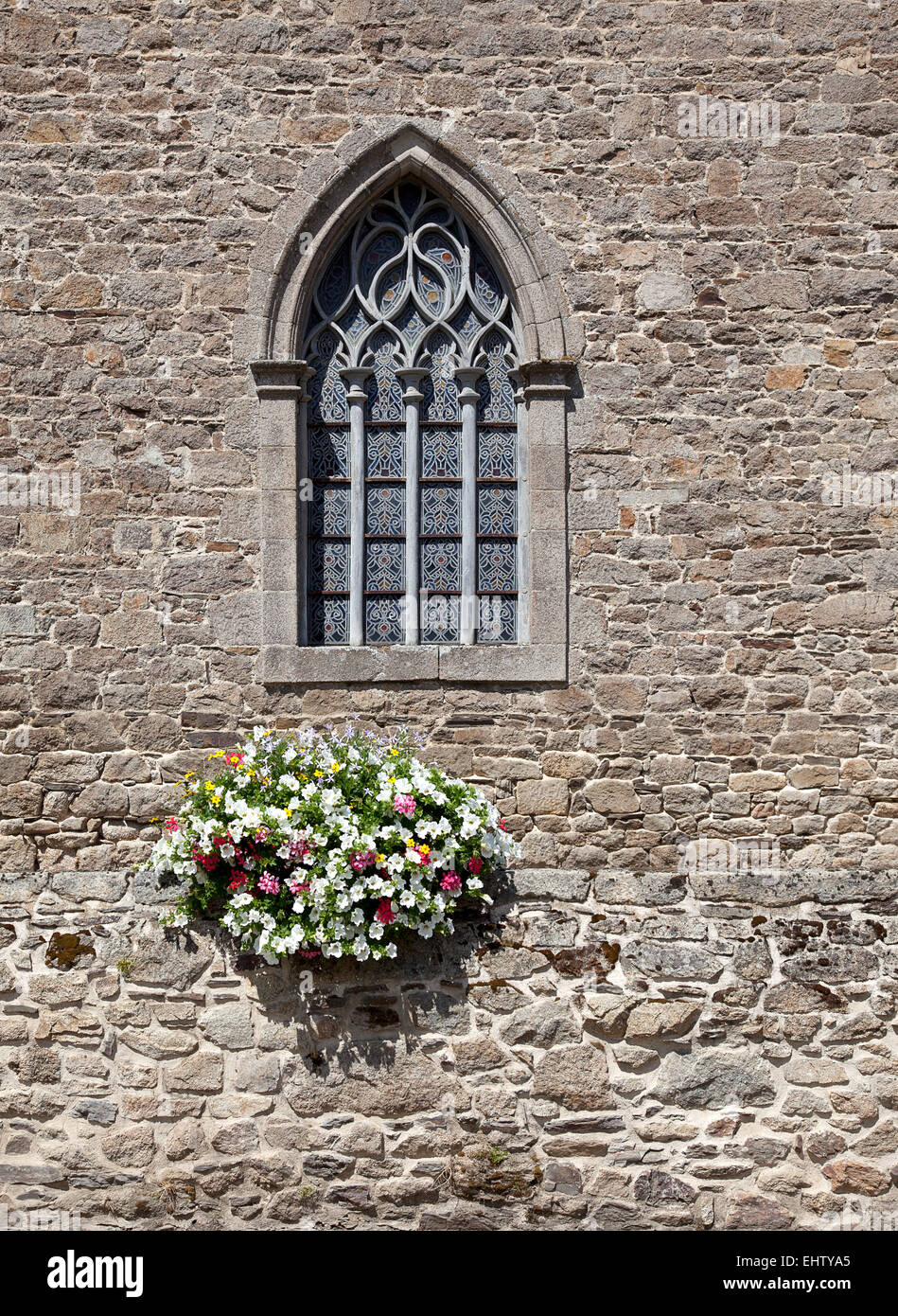 Old Window with Flower Decoration Stock Photo - Alamy