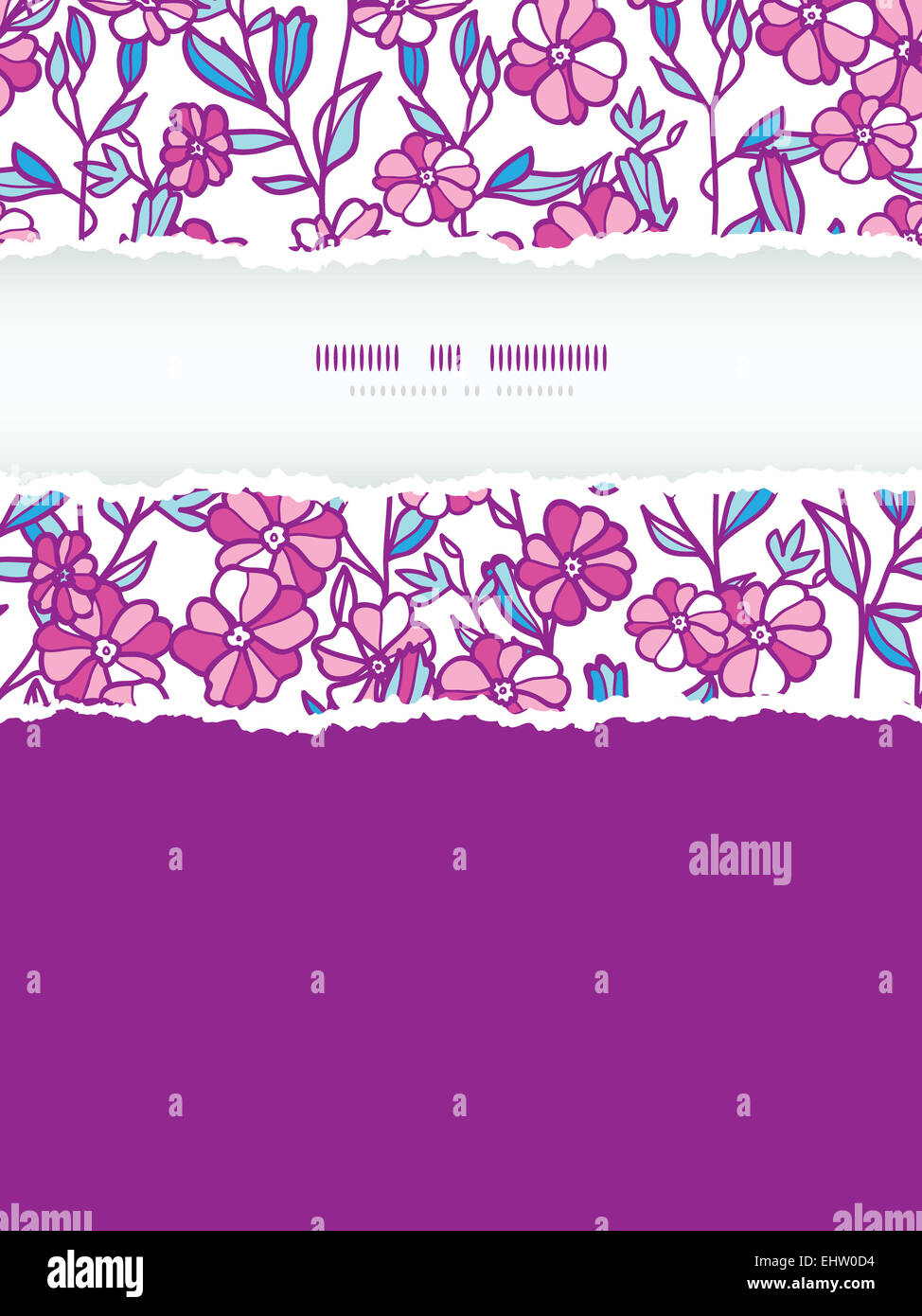 Vibrant field flowers vertical torn frame seamless pattern background Stock Photo - Alamy