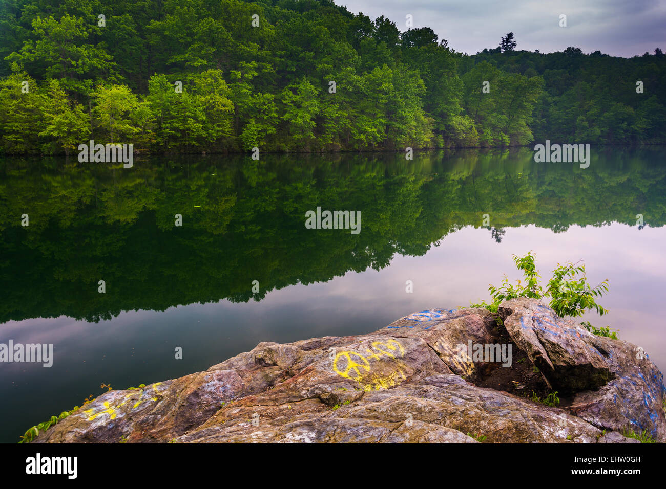 Rock along the shore of Prettyboy Reservoir in Baltimore County ...
