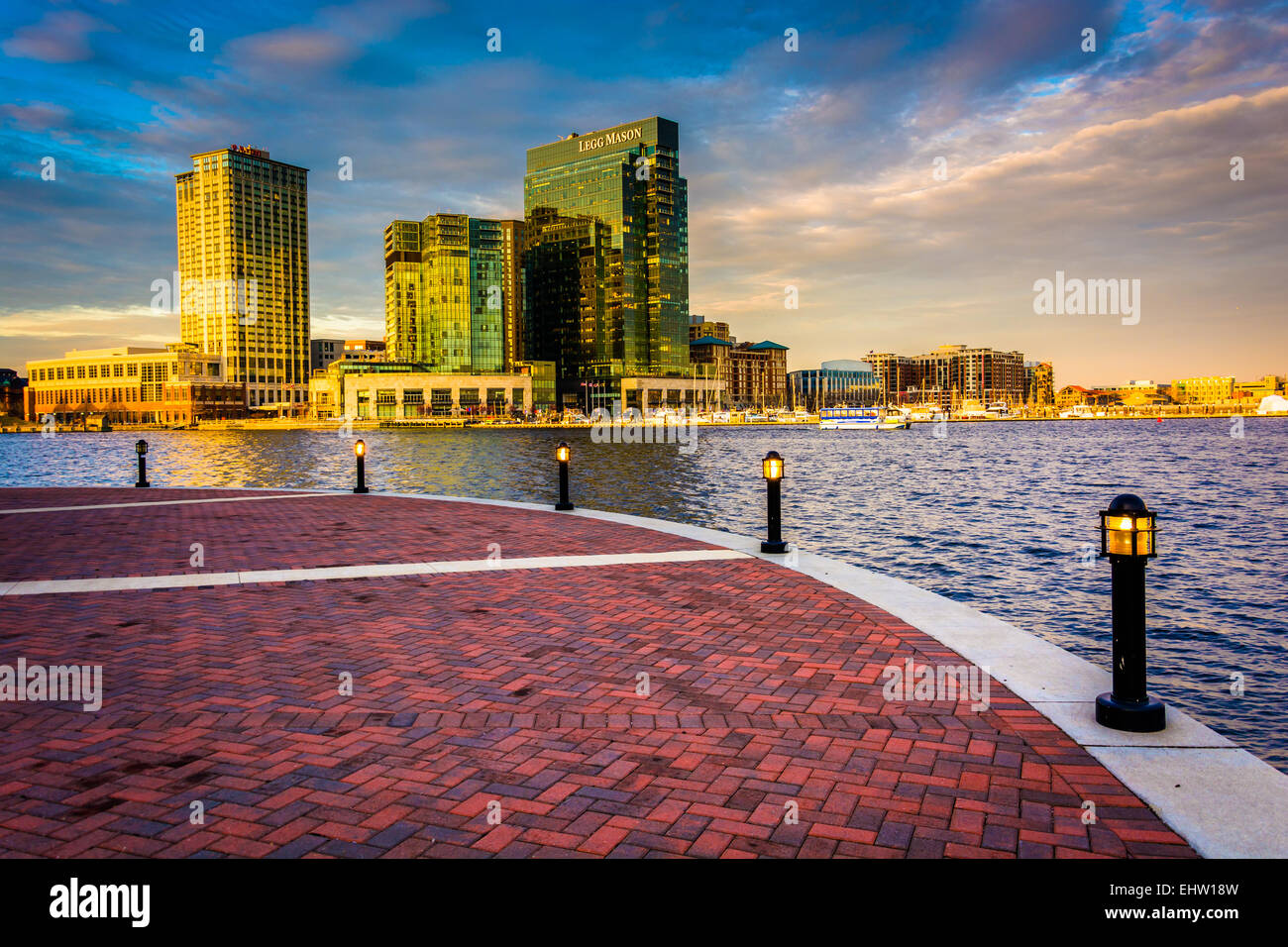 Skyscrapers in Harbor East, seen from the Waterfront Promenade at the ...