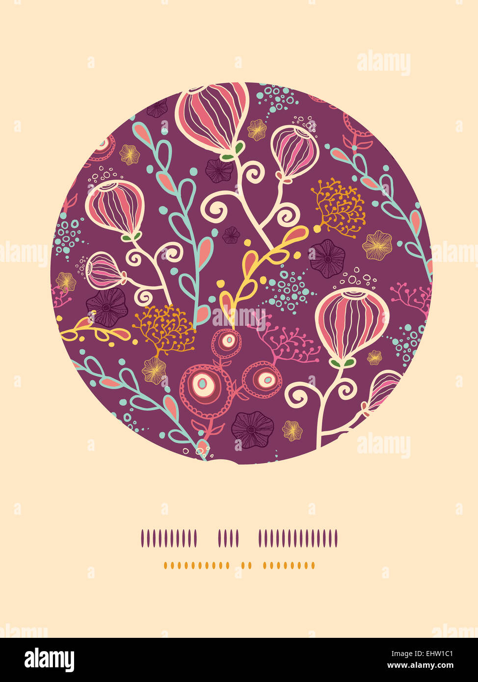 Underwater plants circle frame pattern background Stock Photo - Alamy