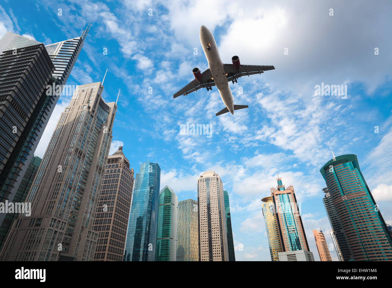 modern building with airplane under the blue sky Stock Photo - Alamy