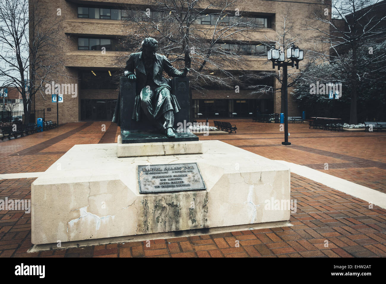 Statue of Edgar Allen Poe at the University of Baltimore, in Baltimore ...