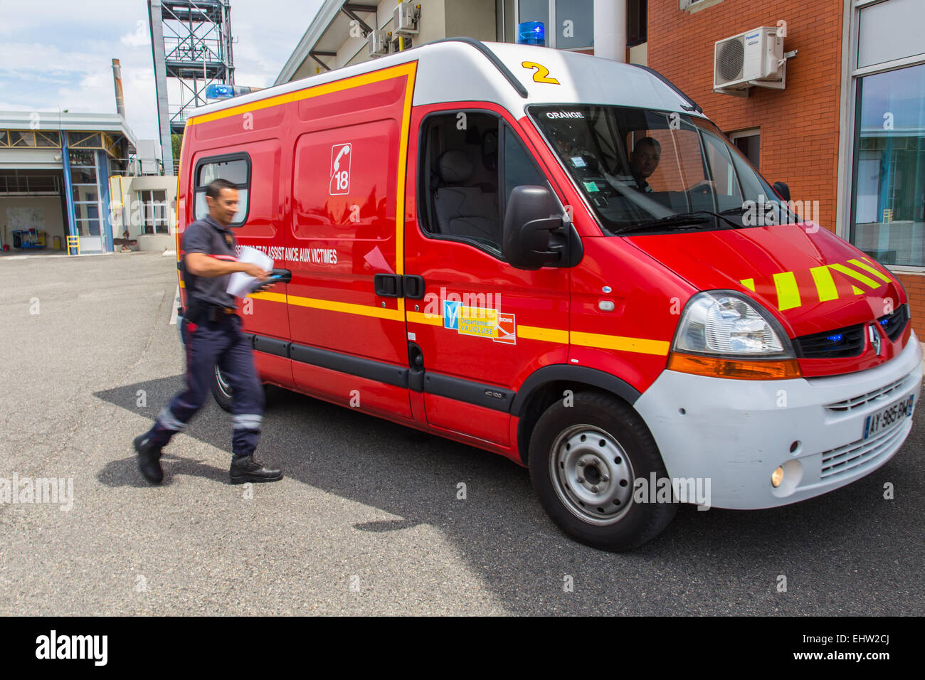 AMBULANCE CALL, FIREFIGHTERS Stock Photo - Alamy