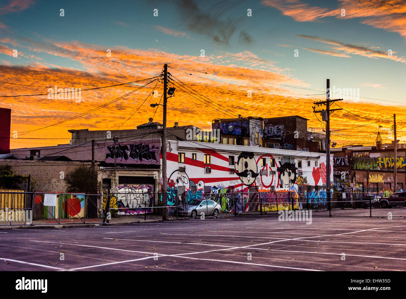 Sunset over Graffiti Alley in Baltimore, Maryland Stock Photo - Alamy