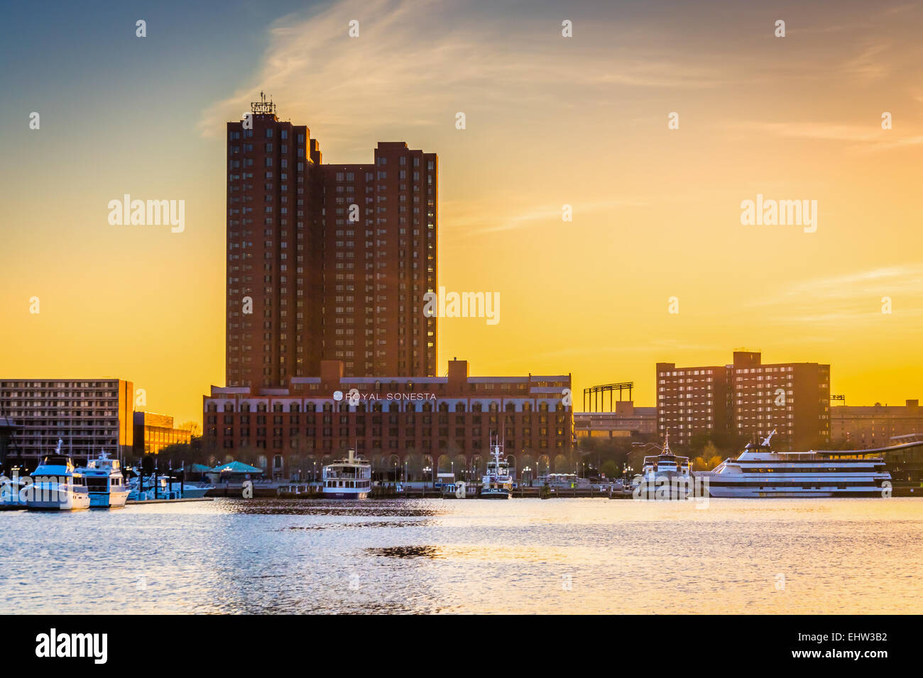 Sunset over the Inner Harbor in Baltimore, Maryland Stock Photo - Alamy