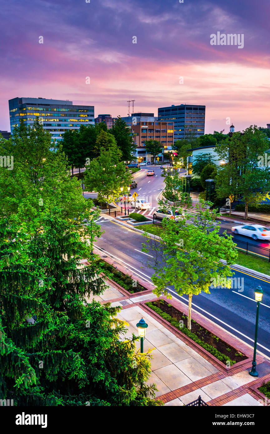 Sunset sky over buildings in Towson, Maryland Stock Photo - Alamy