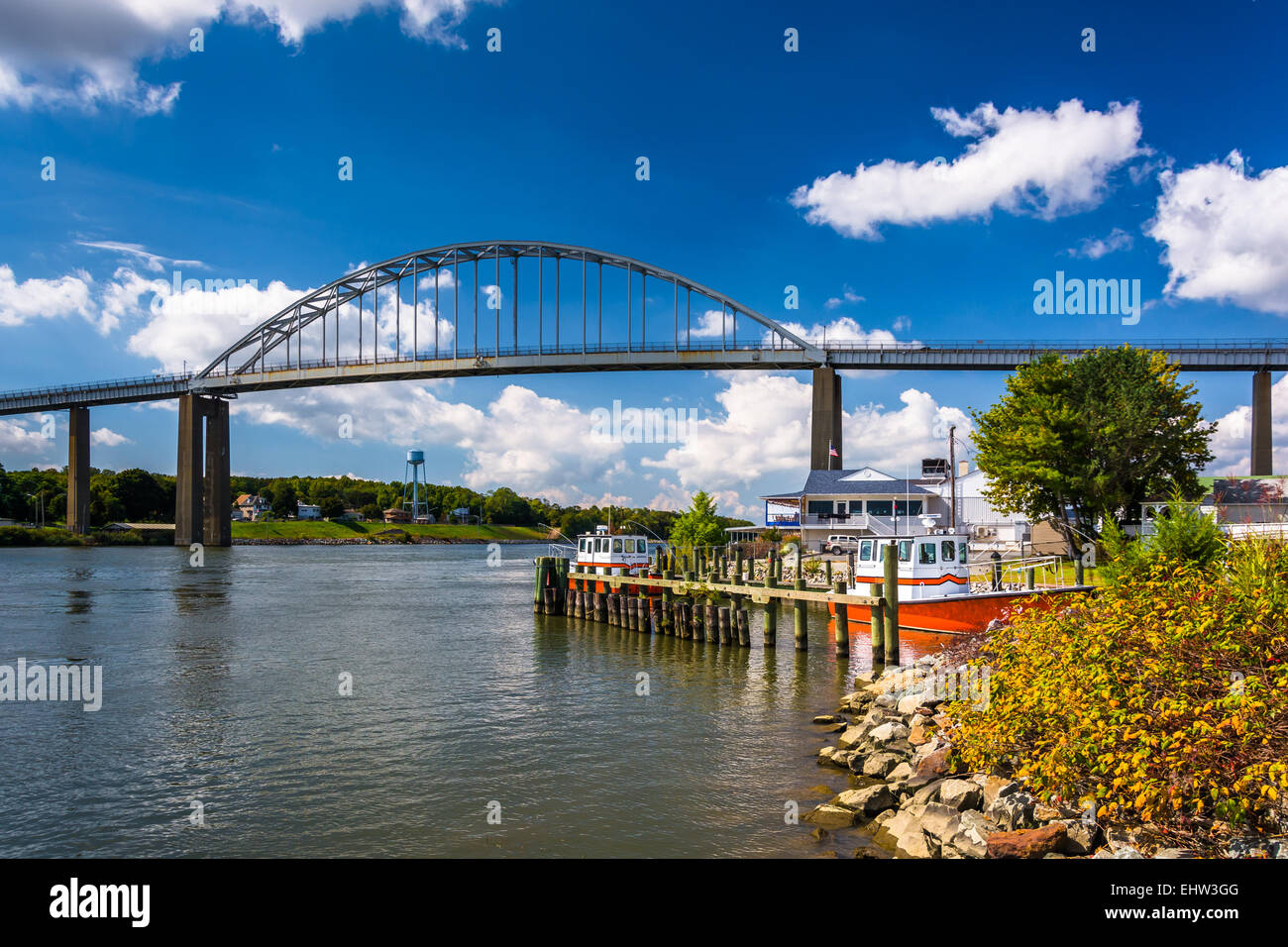 The Chesapeake City Bridge, over the Chesapeake and Delaware Canal in ...
