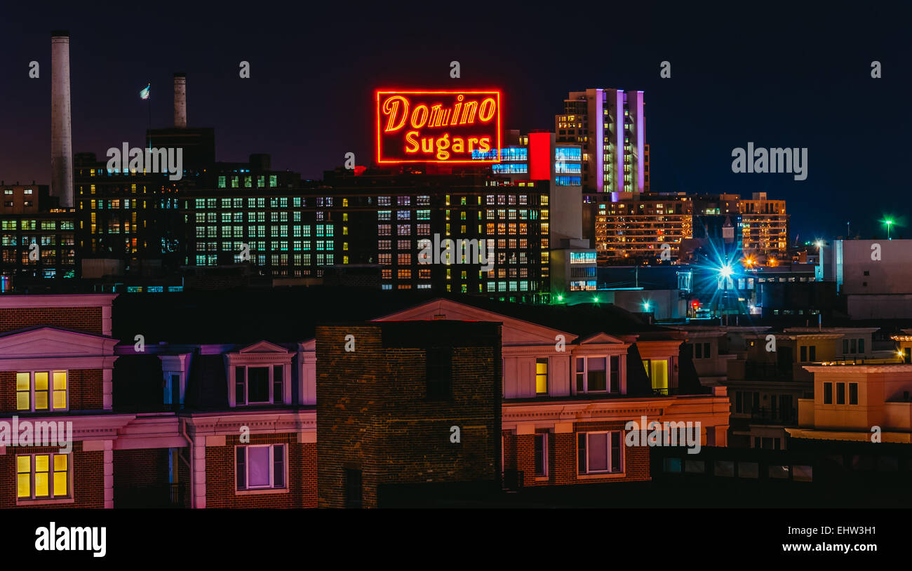 BALTIMORE - JANUARY 6: The Domino Sugars Factory at night on Janurary ...