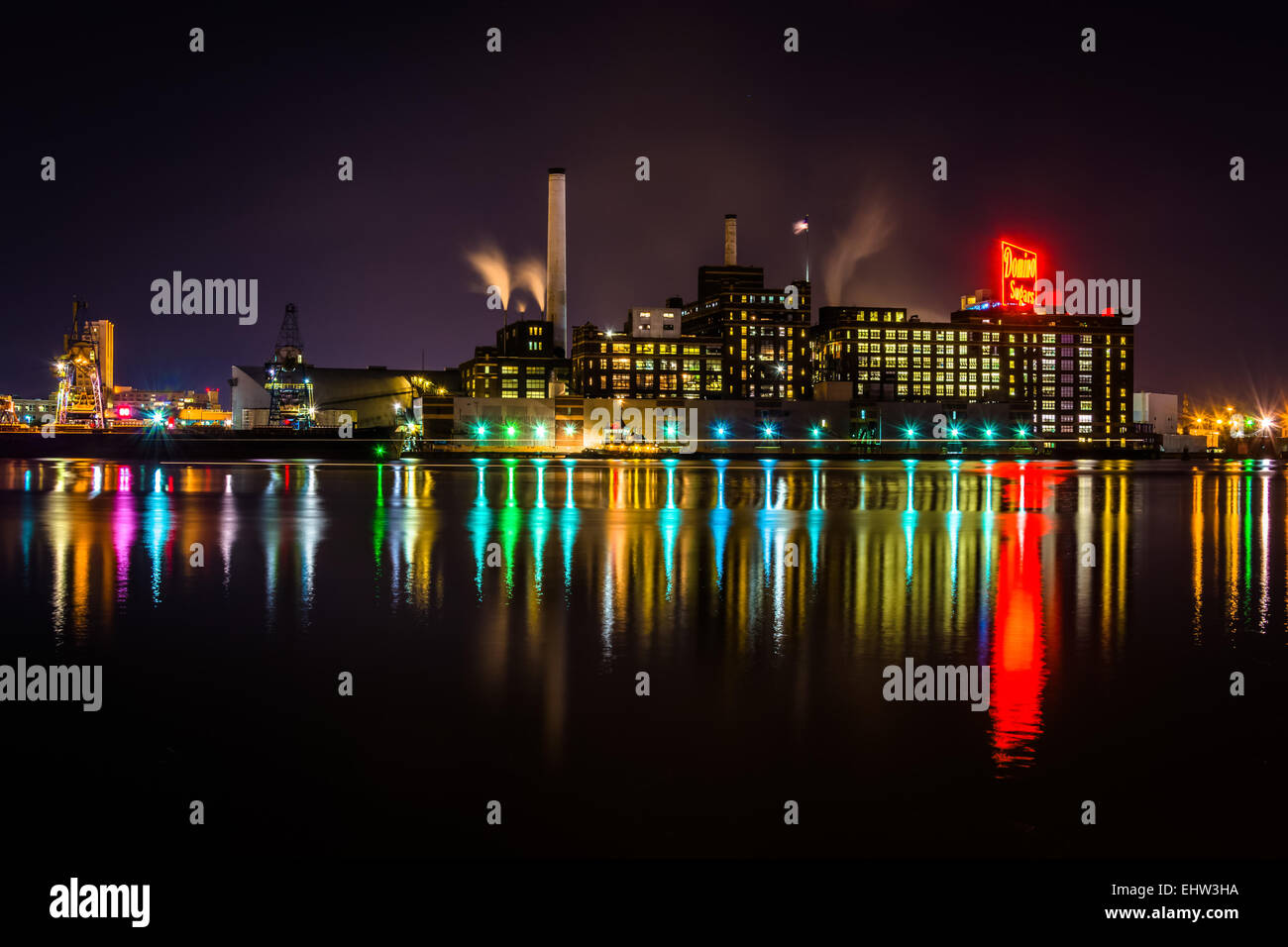 BALTIMORE - SEPTEMBER 17: The Domino Sugars Factory at night on ...