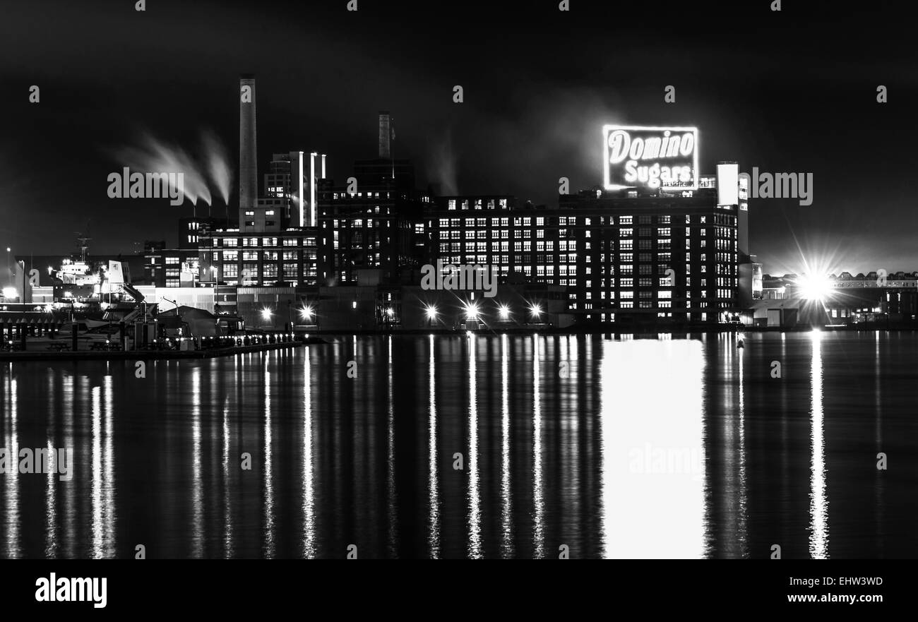 BALTIMORE - DECEMBER 19: The Domino Sugars Factory at night on December ...