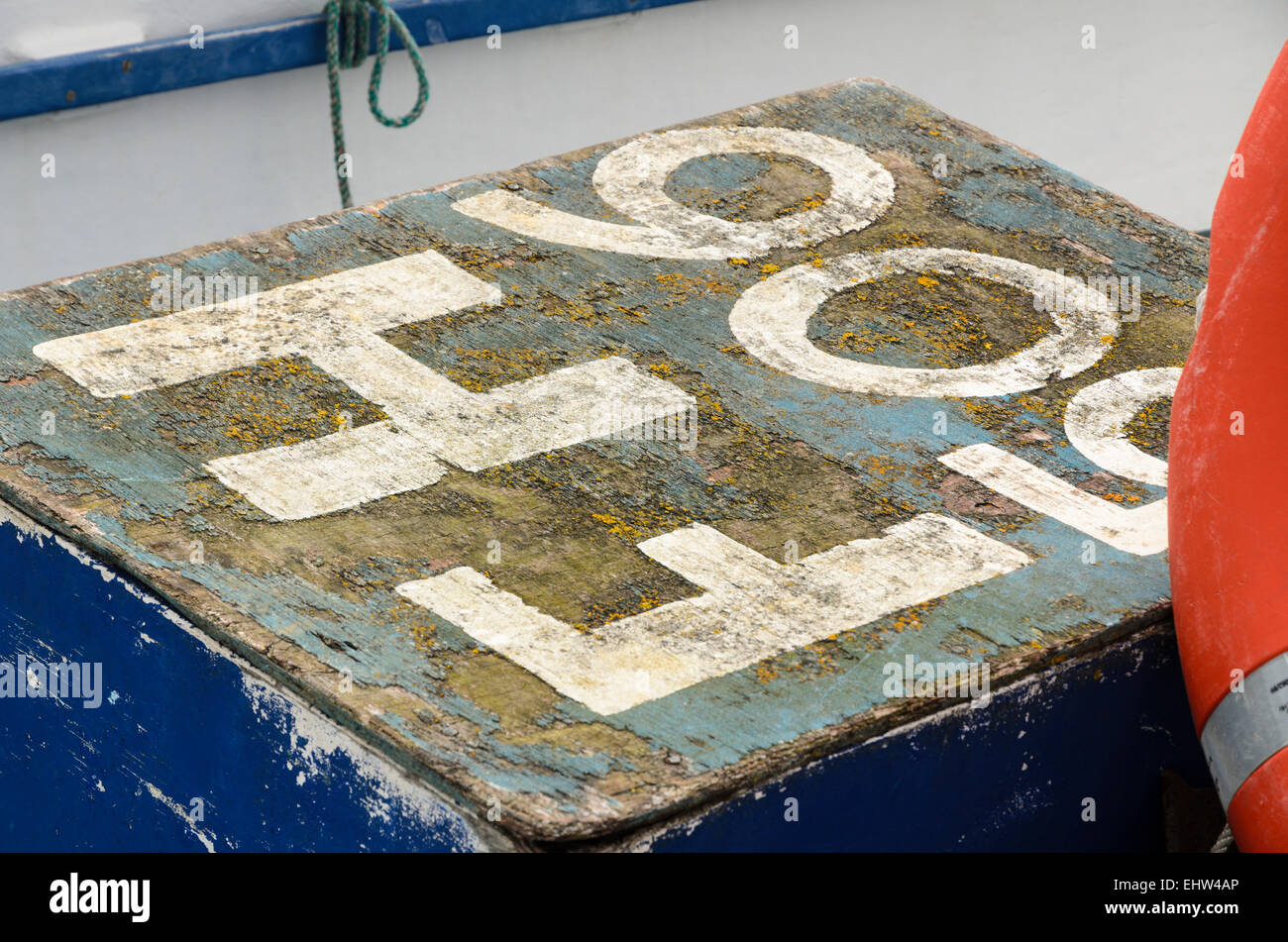 Detail of the inside of a small fishing boat operating out of St Ives ...