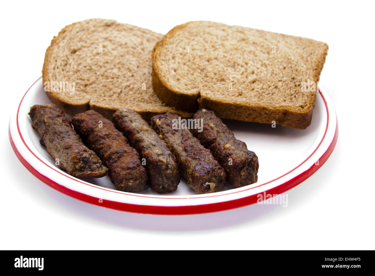 Little minced meat roles with toast Stock Photo - Alamy