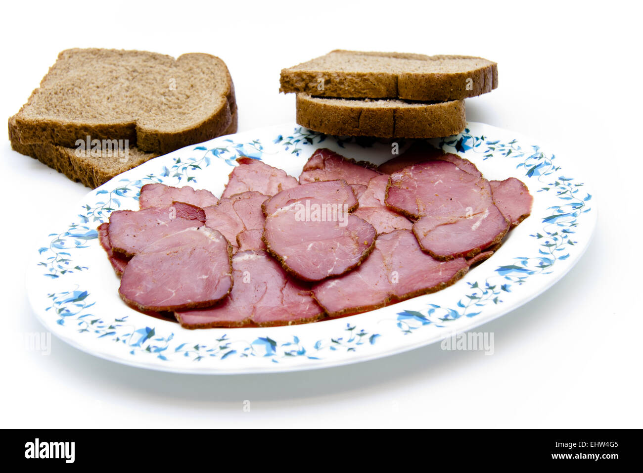 Fresh cattle ham with toast Stock Photo - Alamy