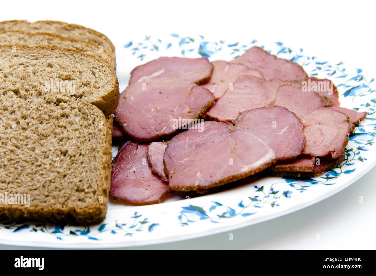 Fresh cattle ham with toast Stock Photo - Alamy