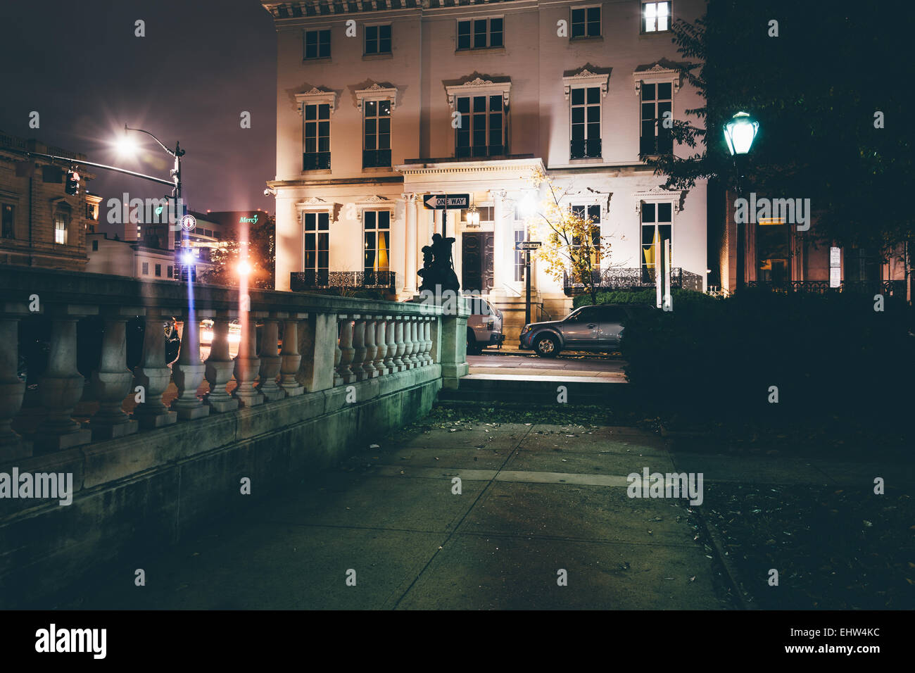 The Thomas-Jencks-Gladding House at night in Mount Vernon, Baltimore ...
