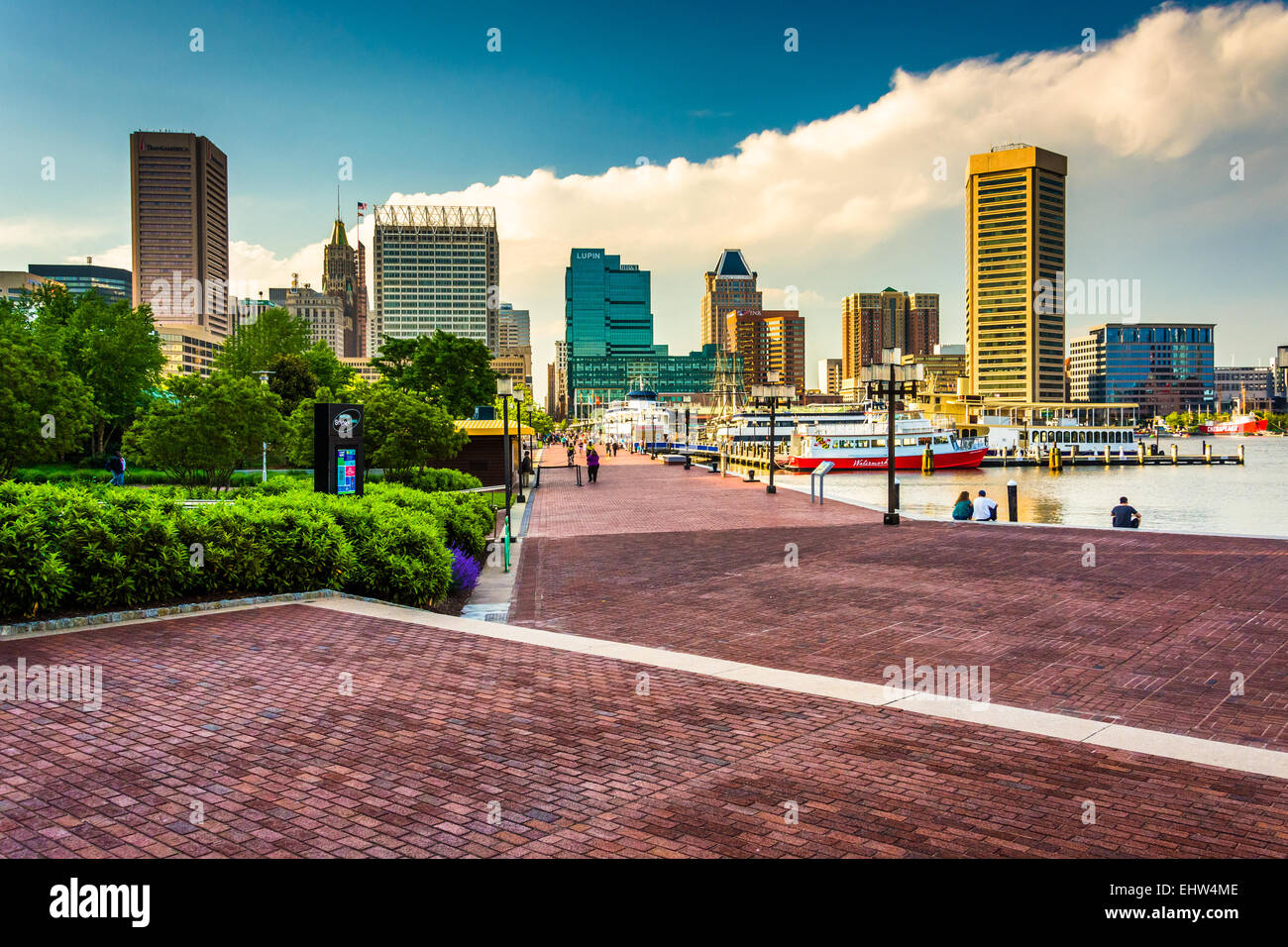 The Waterfront Promenade and skyline at the Inner Harbor in Baltimore ...