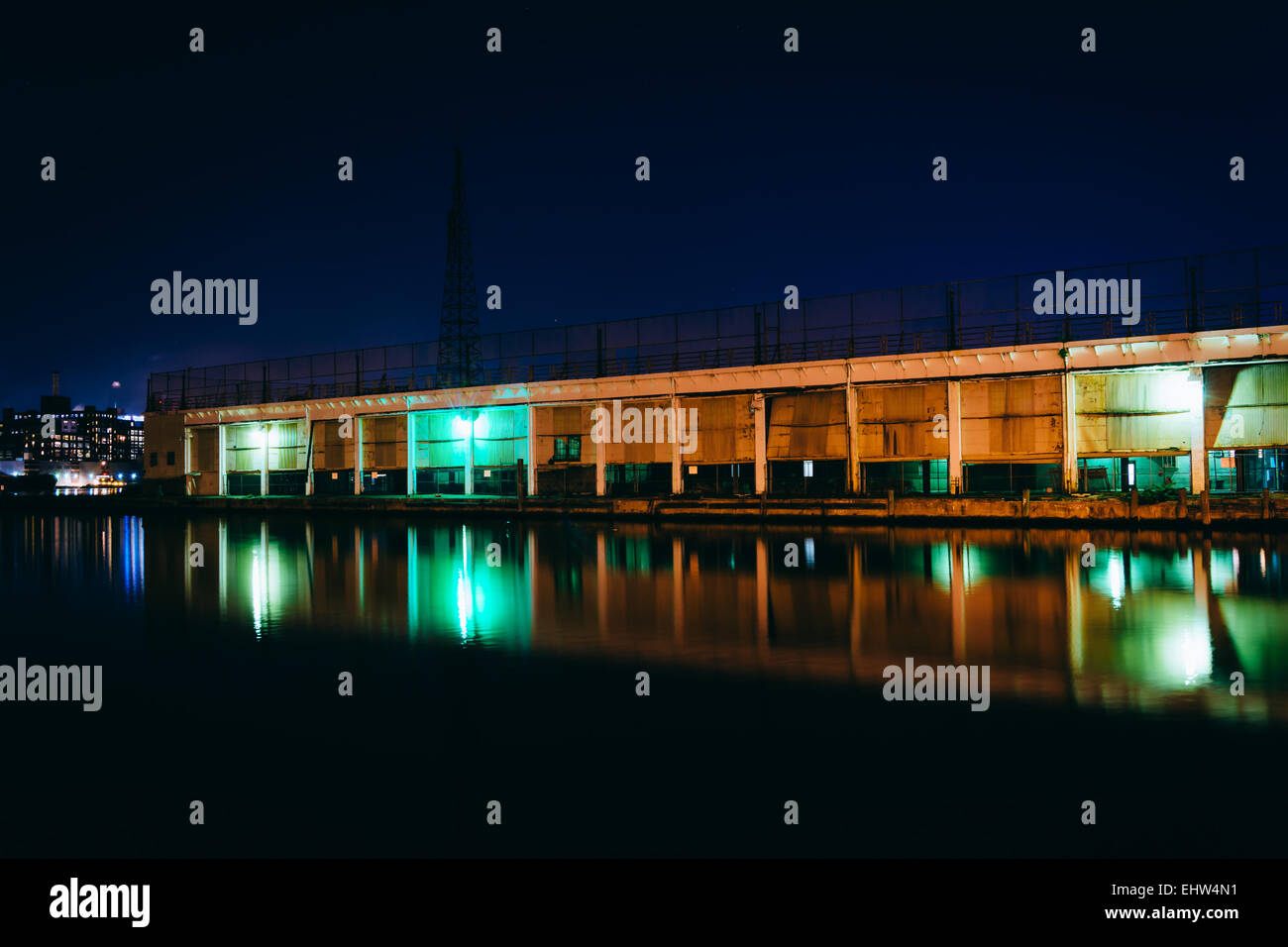 The abandoned Broadway Recreation Pier at night in Fells Point ...