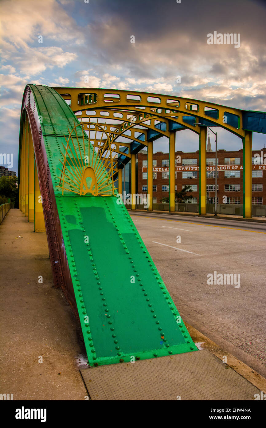 The colorful Howard Street Bridge, in Baltimore, Maryland Stock Photo ...
