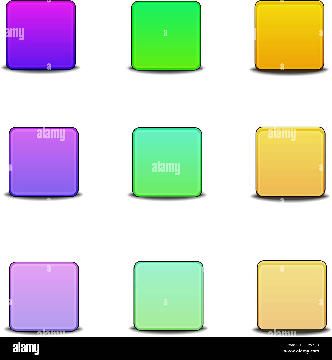 Colorful bevel styled icon set on white background Stock Vector Image ...