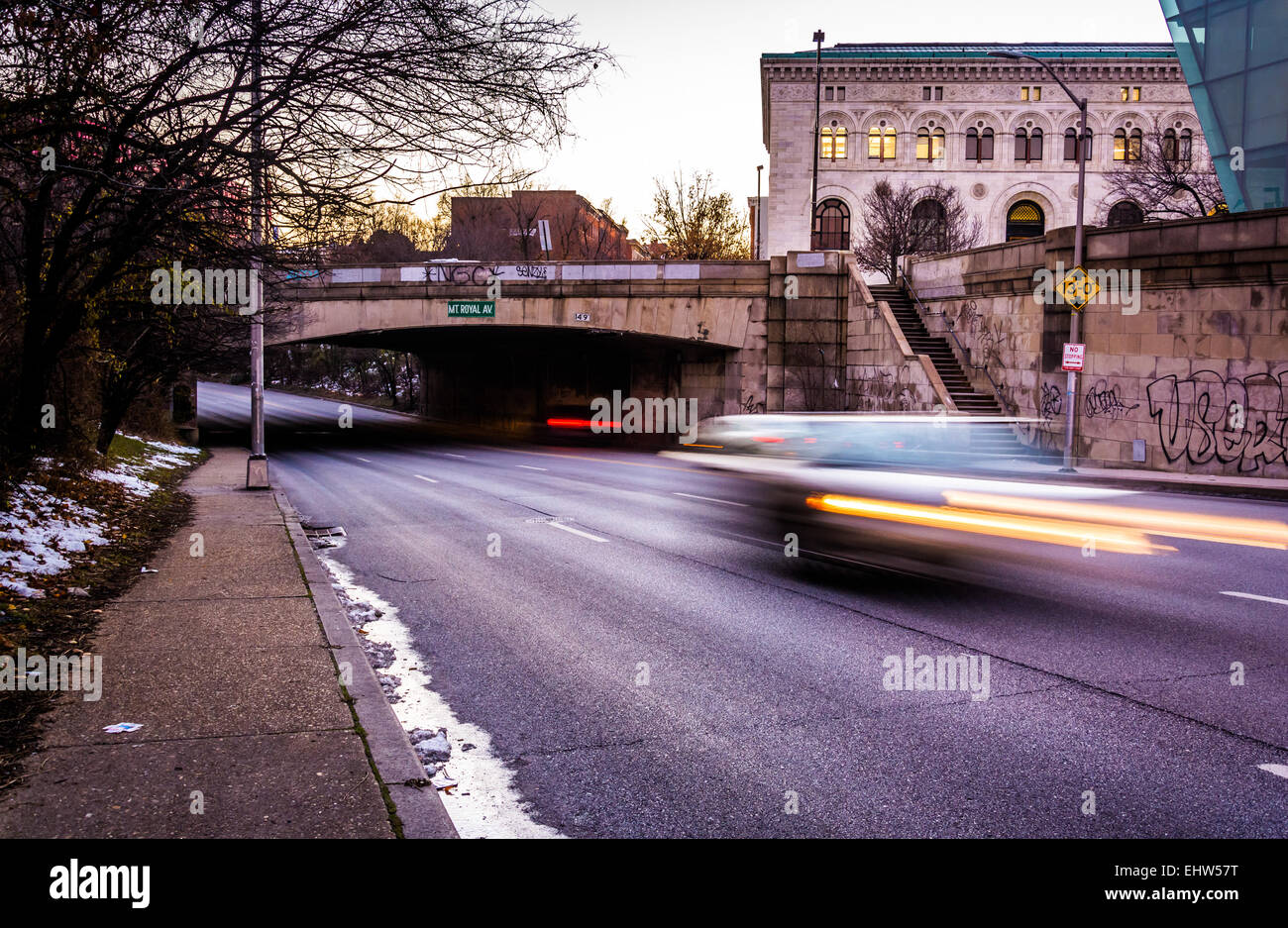 Traffic moving on Howard Street, in Baltimore, Maryland Stock Photo - Alamy