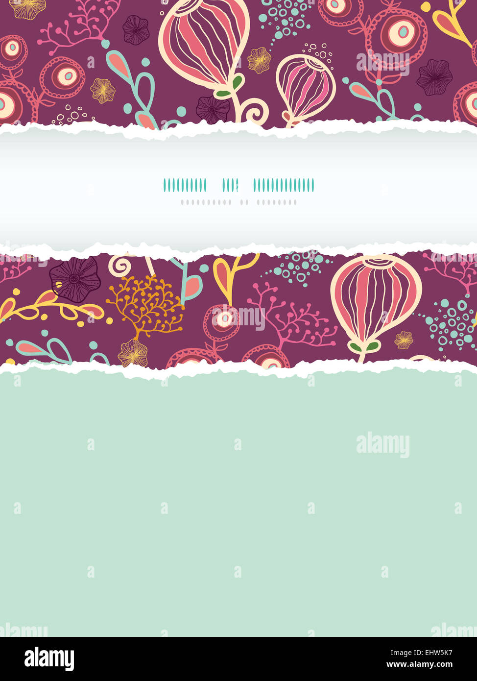 Underwater plants vertical torn frame seamless pattern background Stock Photo - Alamy